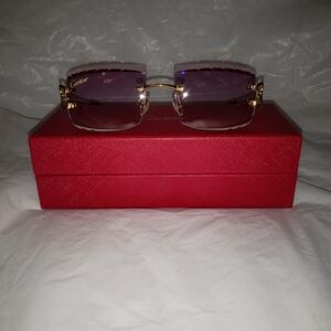Cartier | Accessories | Cartier Wire Gold Sunglasses Diamond Cut Lenses ...